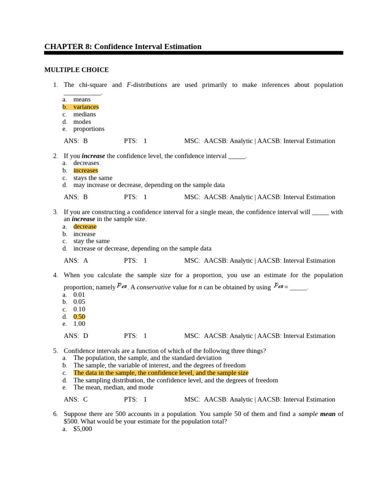 Chapter 08 Con Interval Pdf Standard Error Sample Size