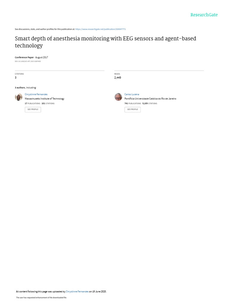 Smart Anesthesia Monitoring Tech | PDF | Anesthesia ...