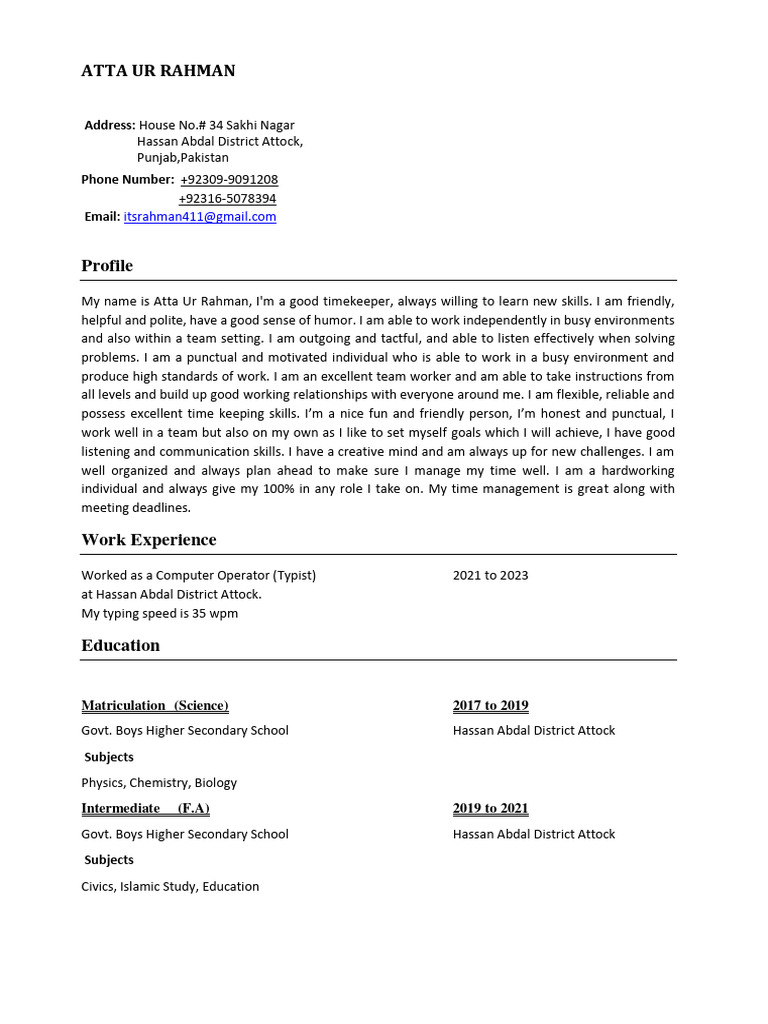 Curriculam Vitae | PDF