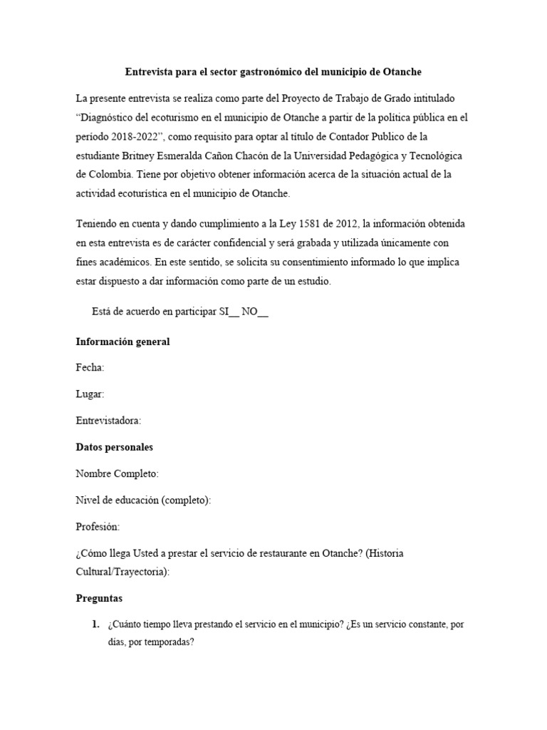 Entrevista para Restaurantes | PDF