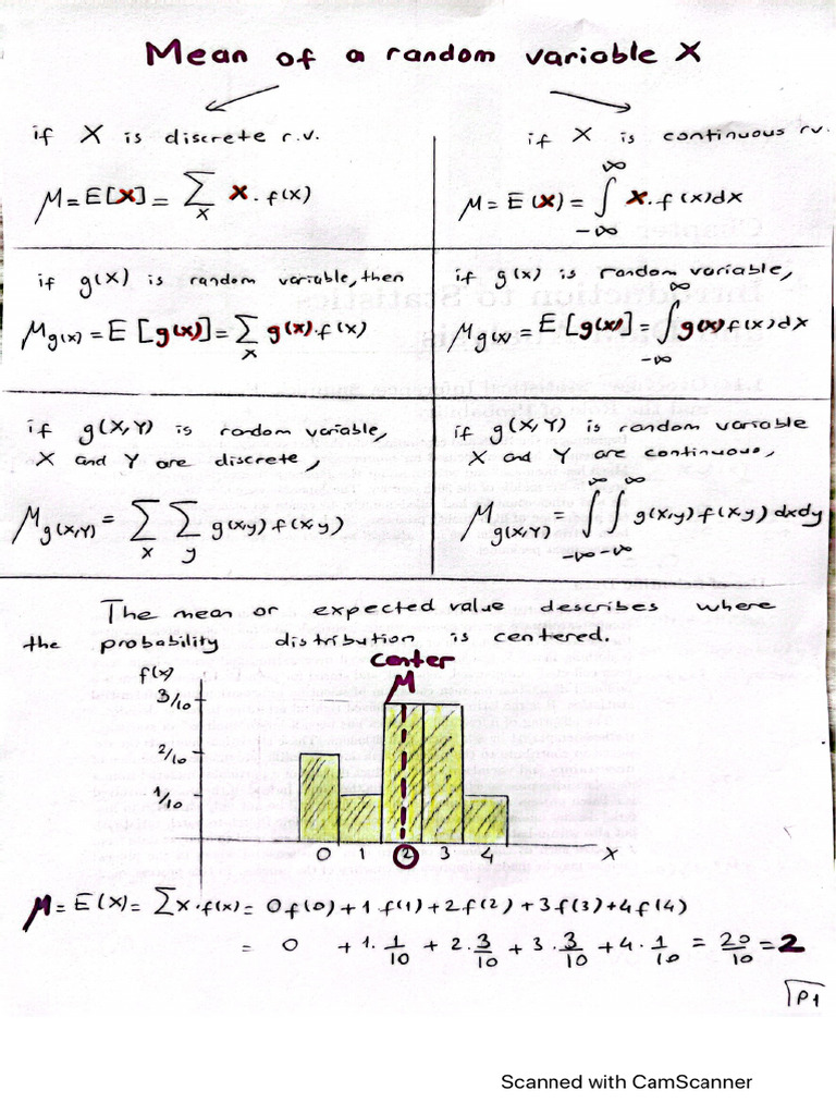 Probability Lecture Note Mean Variance Chebshev | PDF