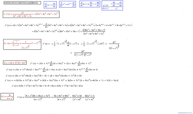 Miscelanea de Derivacion de Funciones Algebraicas A | PDF