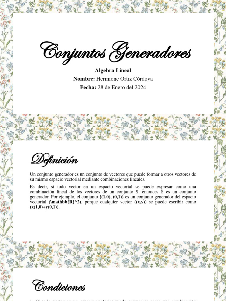 Conjuntos Generadores en Álgebra Lineal | PDF