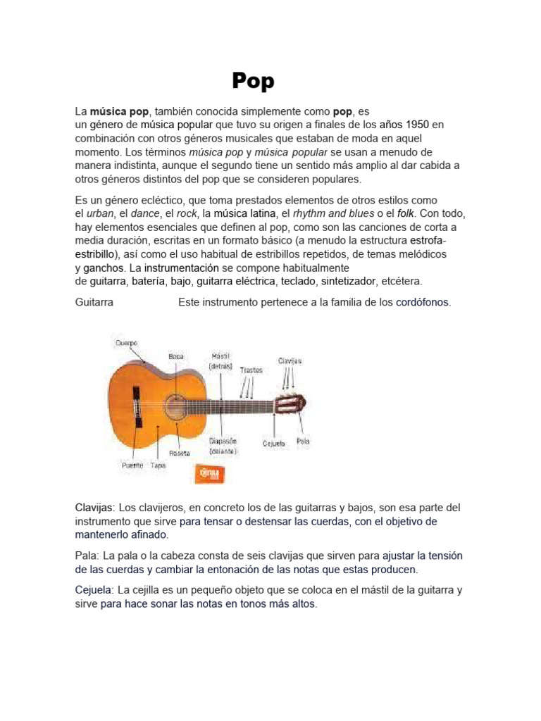 Género Música Popular Años 1950: Cordófonos | PDF | Guitarras | Música pop