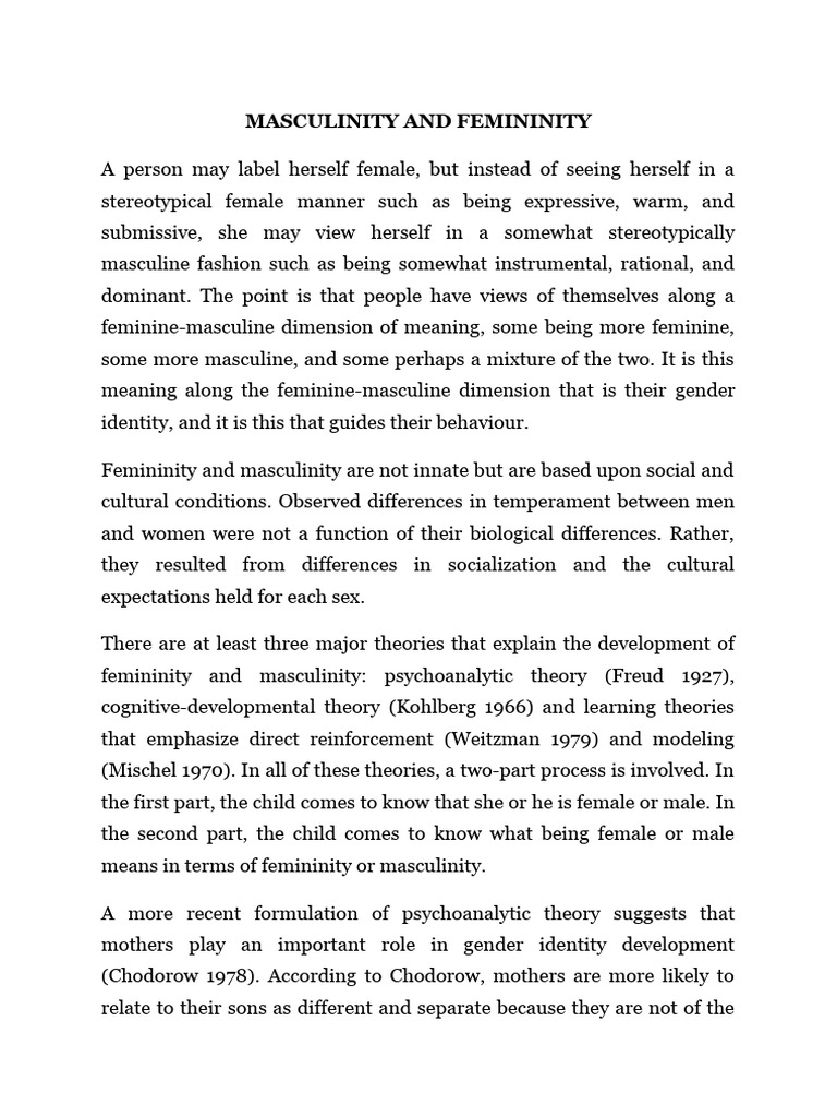 MASCULINITY AND FEMININITY | PDF | Gender Studies | Gender