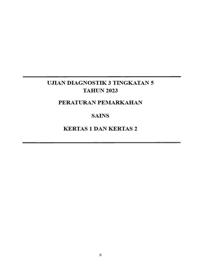 Skema MELAKA 2023 PP SAINS KERTAS 1 DAN 2 | PDF