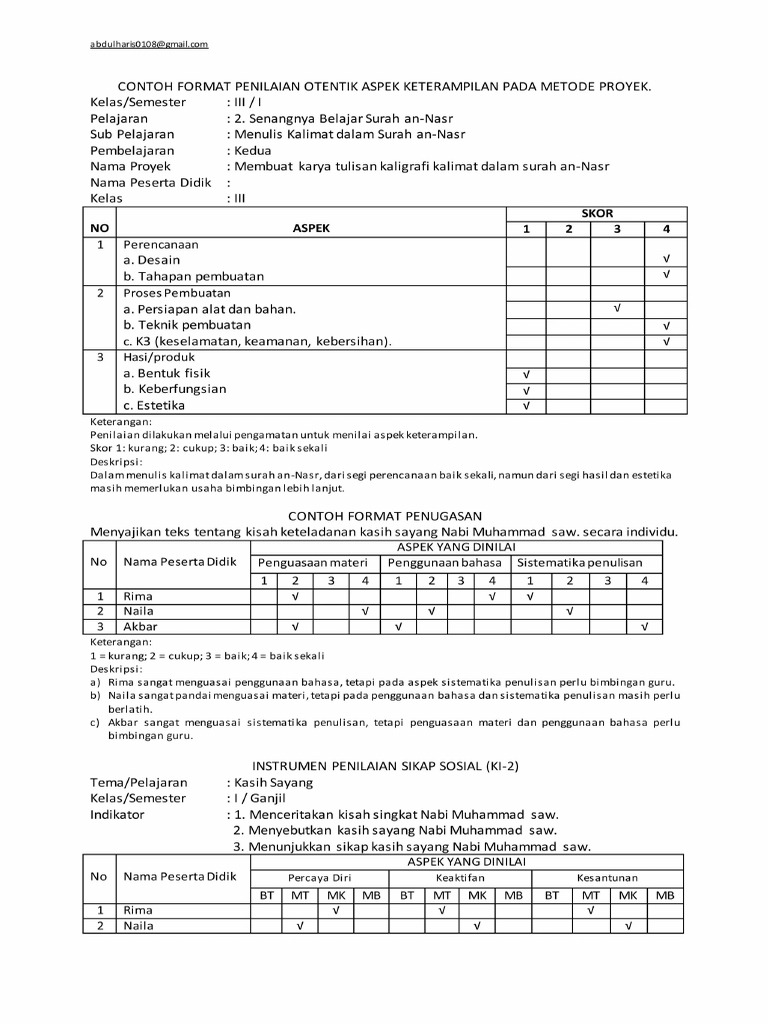 Contoh Penilaian Pai Kurtilas by Muhammad Hori PDF | PDF