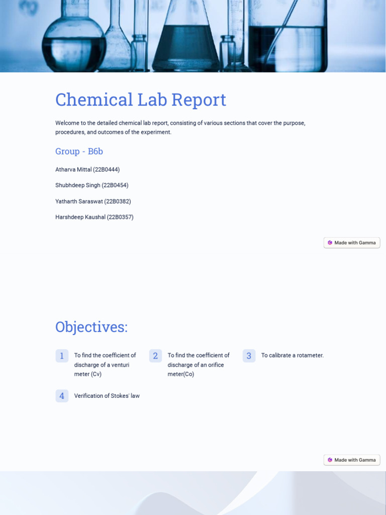 Chemical Lab Report | PDF | Flow Measurement | Pressure Measurement