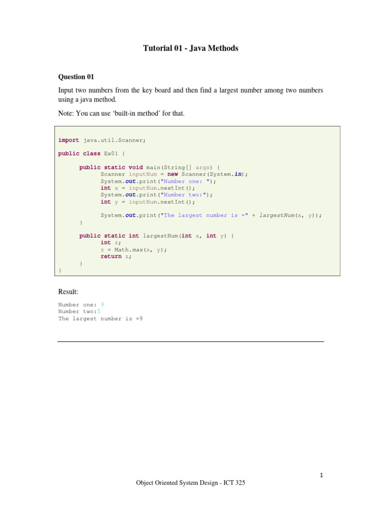 Tutorial 01-Answers | PDF | Computer Programming | Object Oriented ...