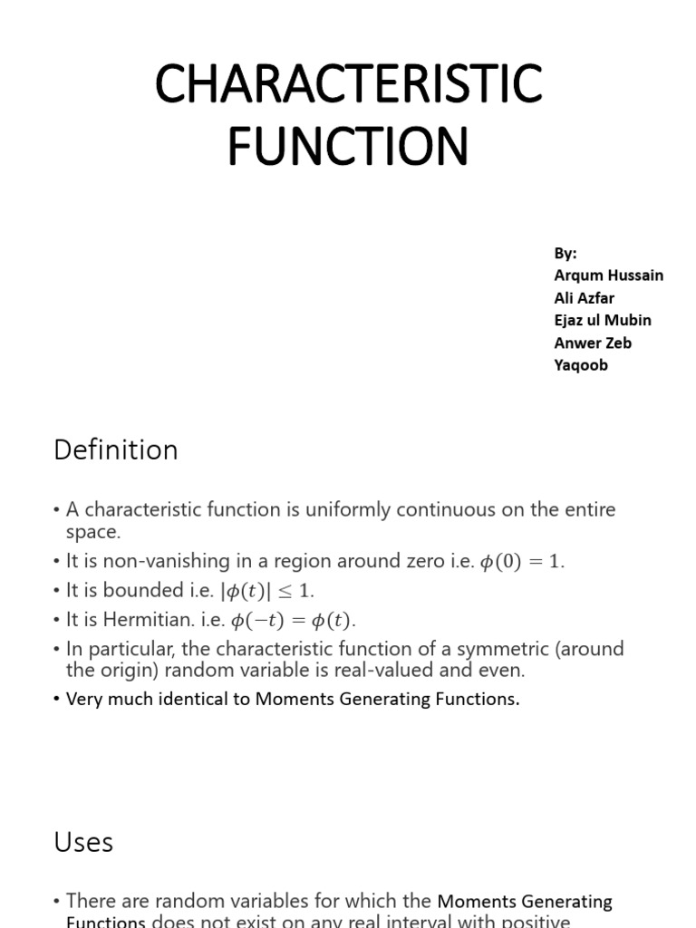 Characteristic Function | PDF | Random Variable | Function (Mathematics)