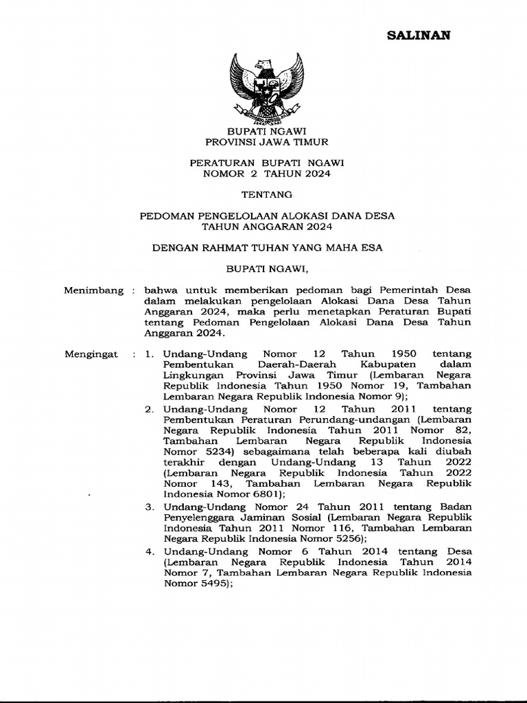 Perbub Pedoman Add 2024 | PDF