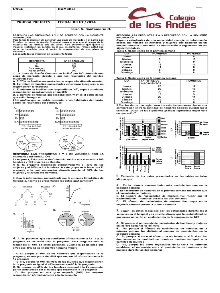 Examen Icfes 2024 | PDF | Litro | Volumen