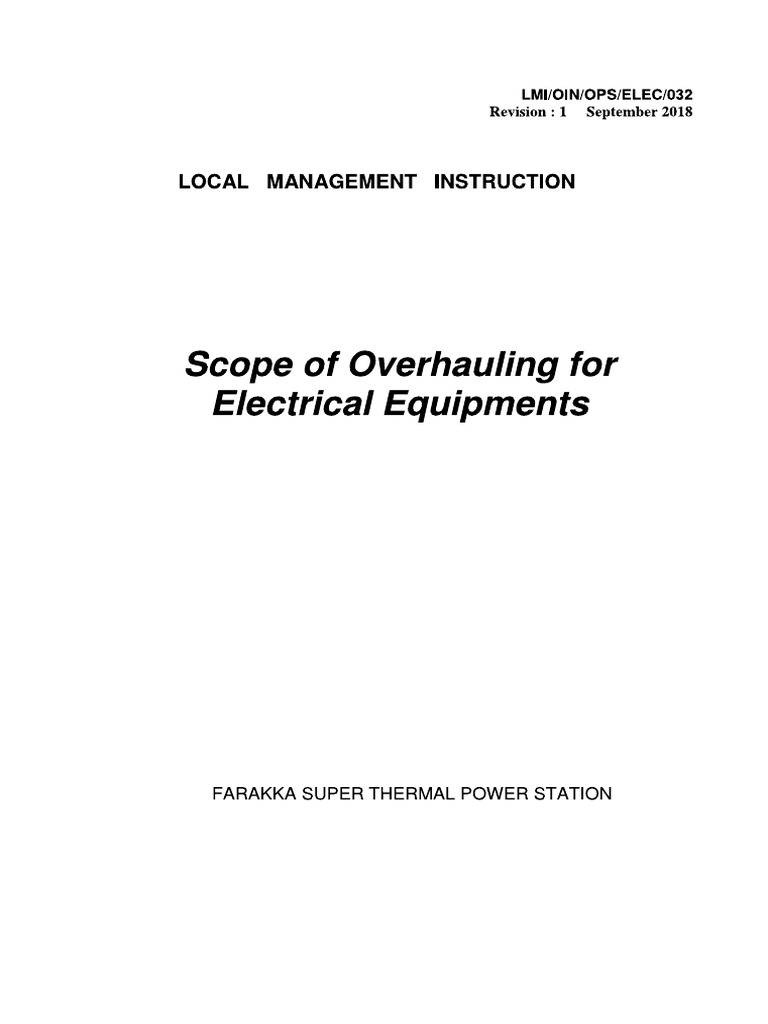 Oin-32 Scope of Electrical Equipment Overhauling | PDF