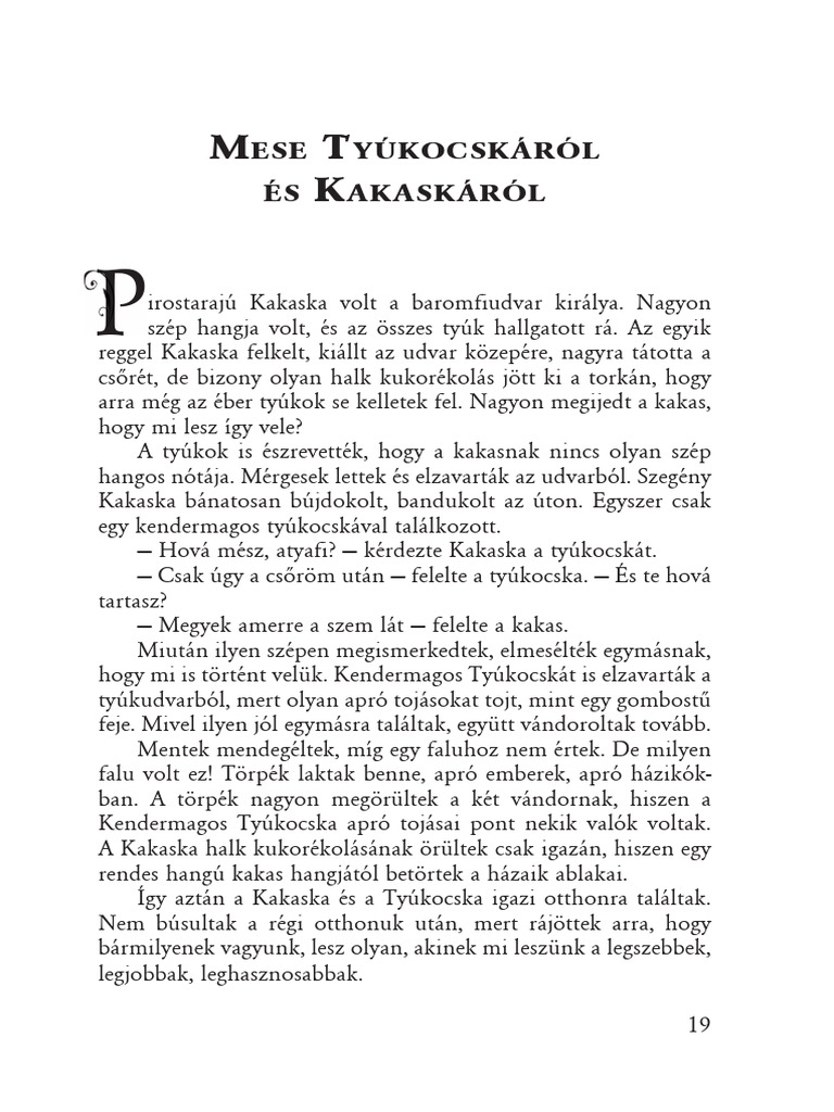 Mese A Tyukocskarol Es Kakaskarol | PDF