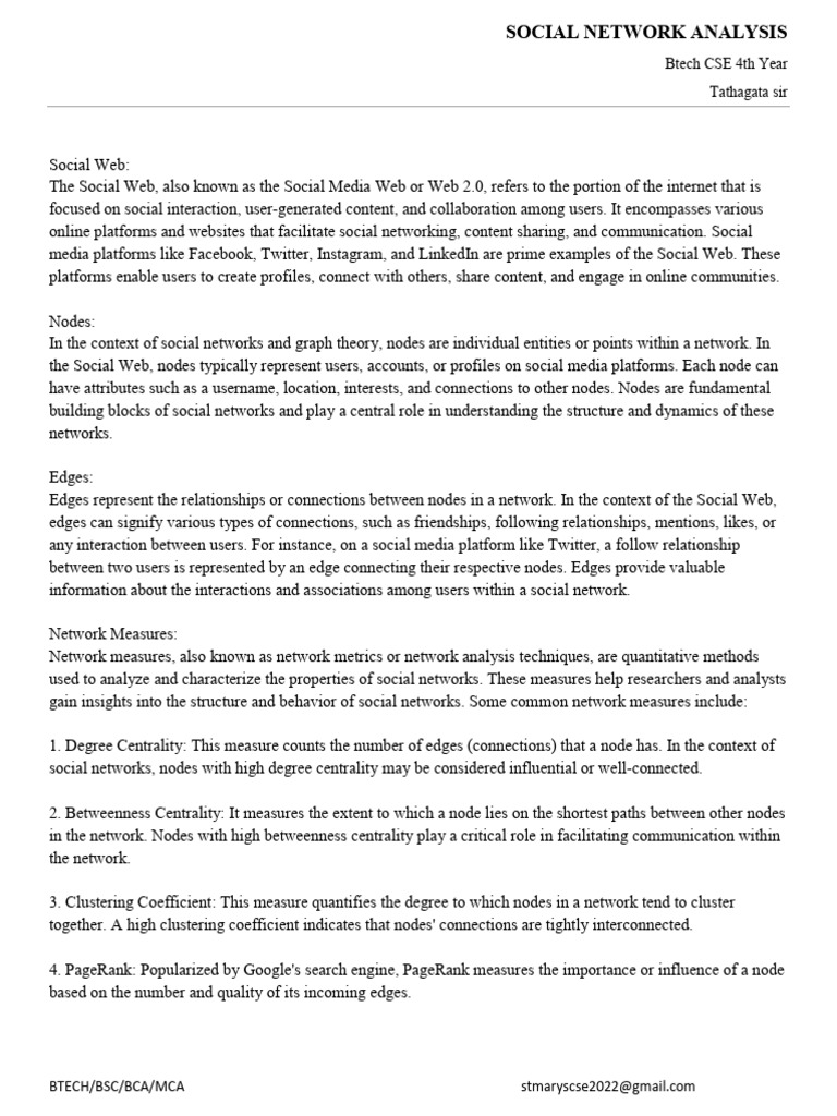 SocialNetworkAnalysis FullNote | PDF | Cluster Analysis | Social Network