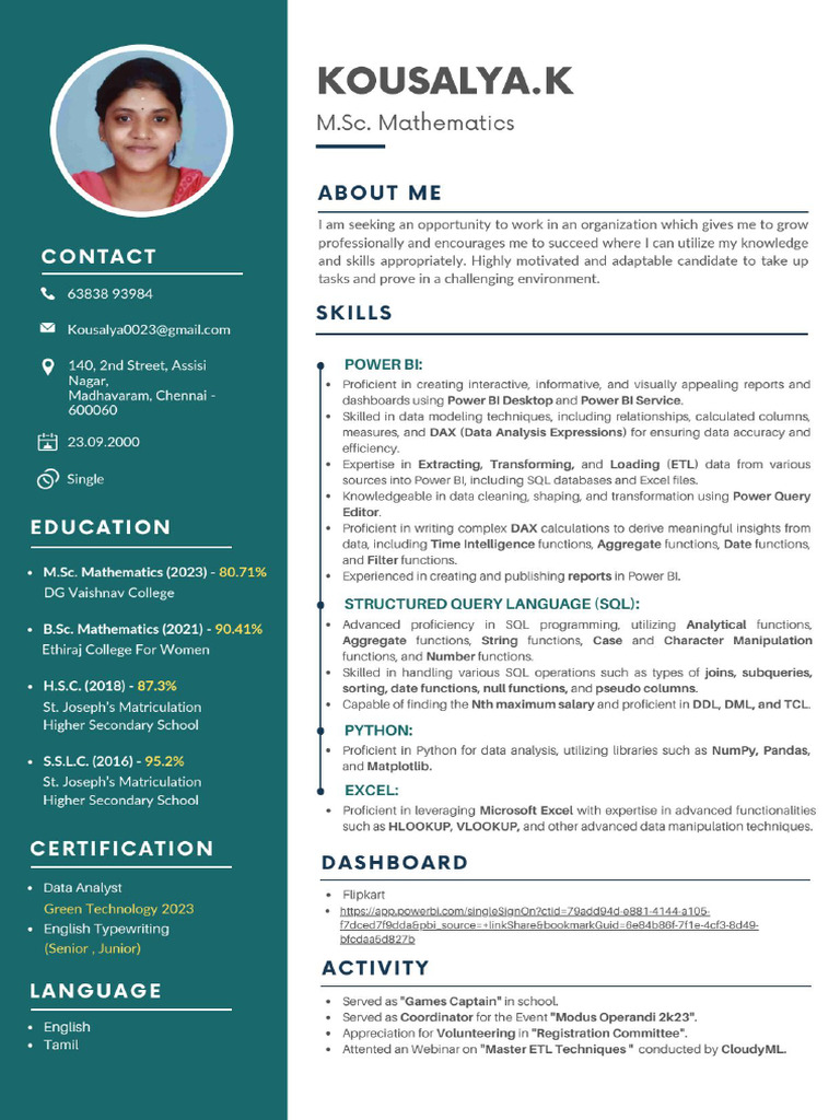 Kousalya Resume | PDF