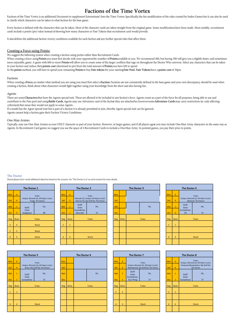 Factions of The Time Vortex by Soden Games | PDF | Fictional British ...