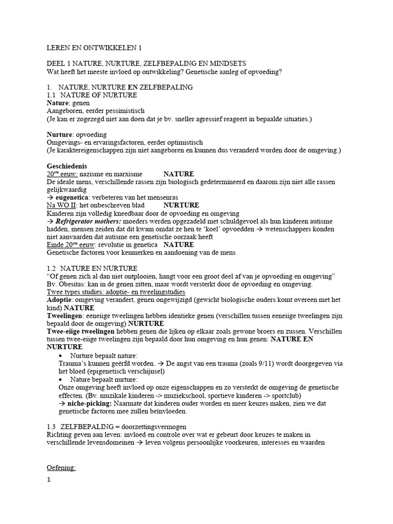 Leren en Ontwikkelen Definitieve Samenvatting | PDF