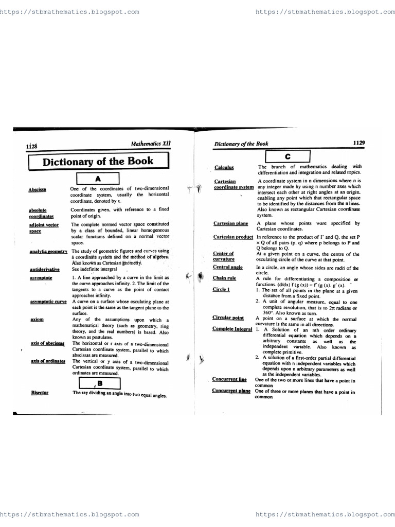 Dictionary 12th Math | PDF