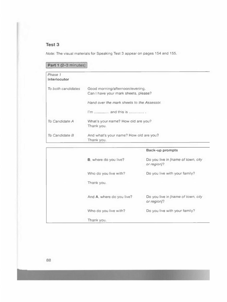 PET Speaking Test 3 Script | PDF