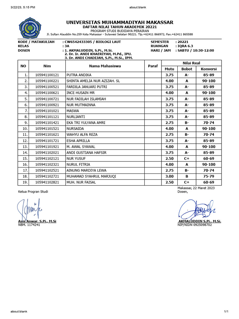 Nilai Ganjil 2022-2023 OK | PDF