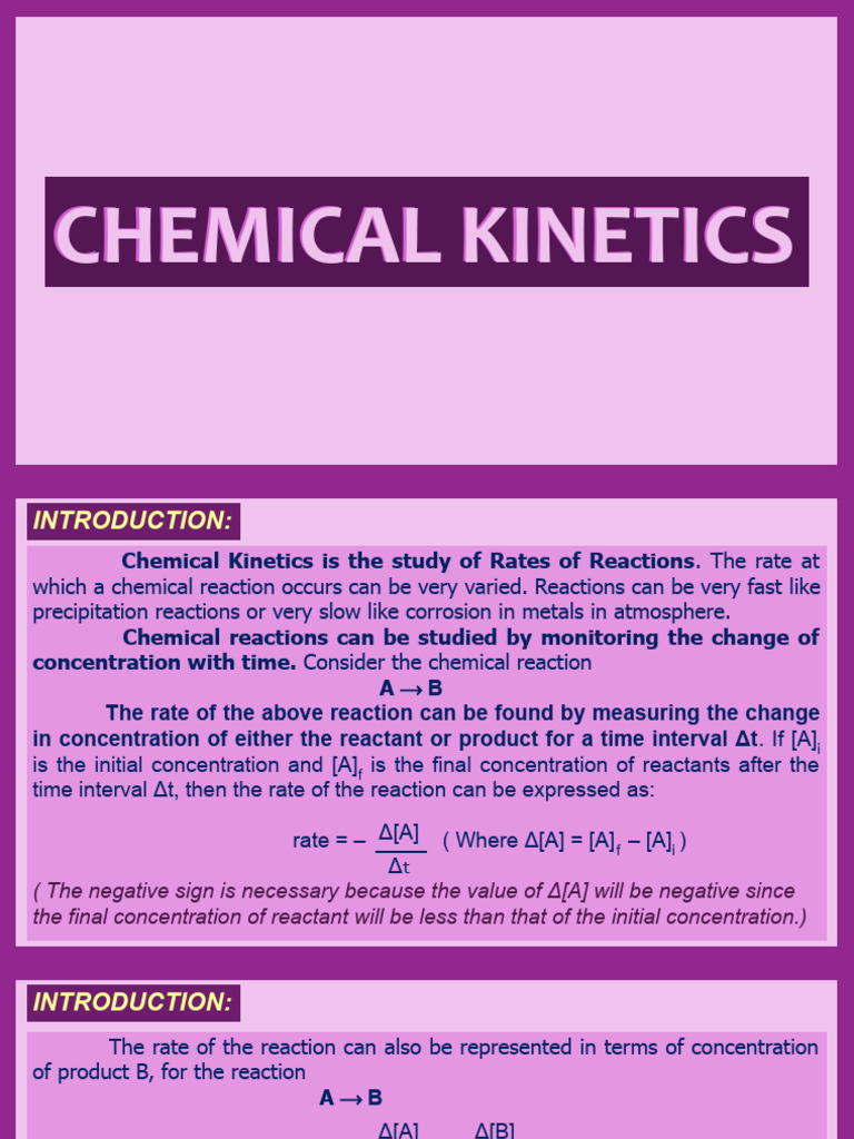 Chemical Kinetics | Download Free PDF | Reaction Rate | Chemical Kinetics