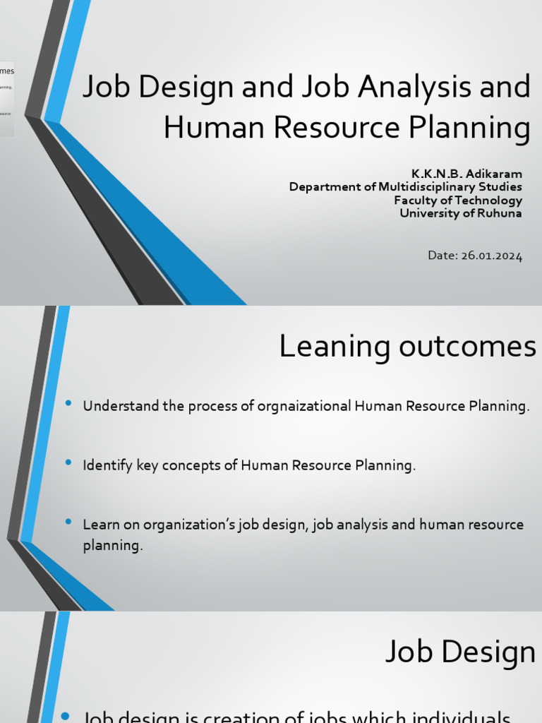 Job Design and Job Analysis and Human Resource Planning | PDF | Human ...