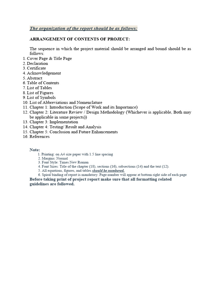 Project Report Structure Guidelines | PDF | Principal Component ...
