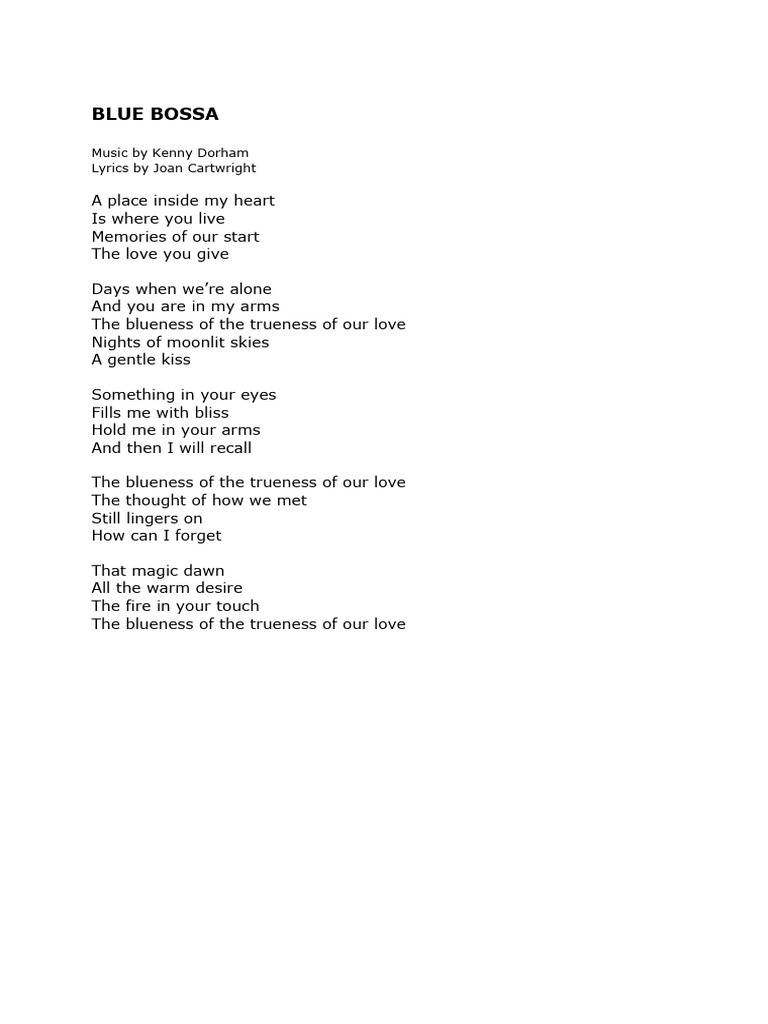 F.2 Blue Bossa - Lyrics | PDF