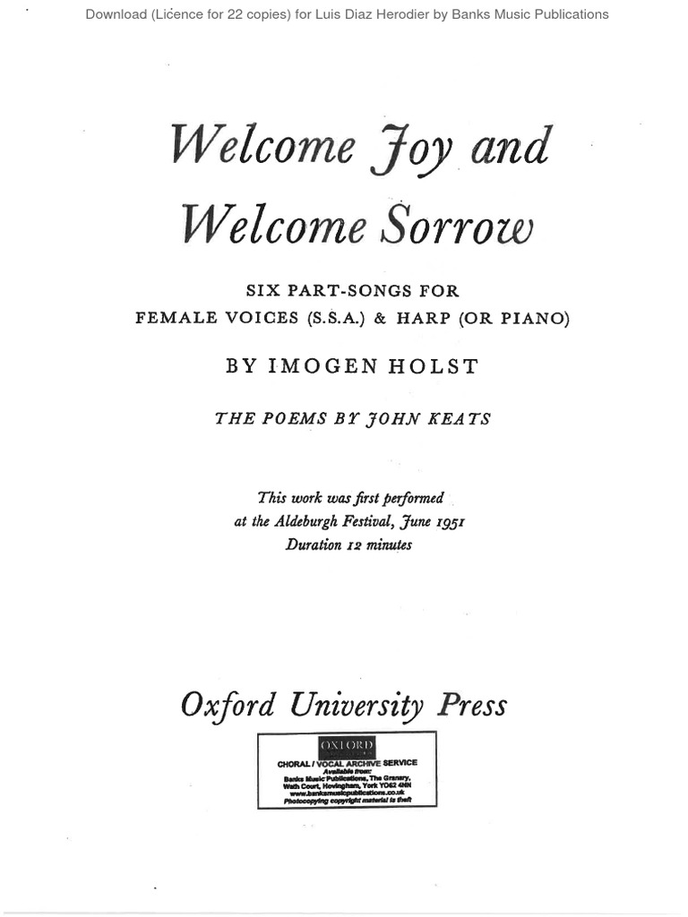 Holst Imogen Welcome Joy | PDF | Politics