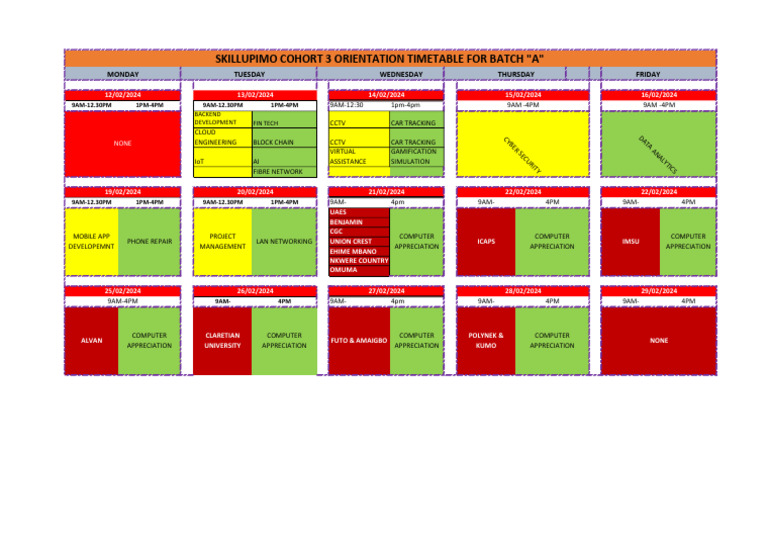 Skillupimo Cohort 3 Orientation Schedule | PDF | Computing | Cyberspace