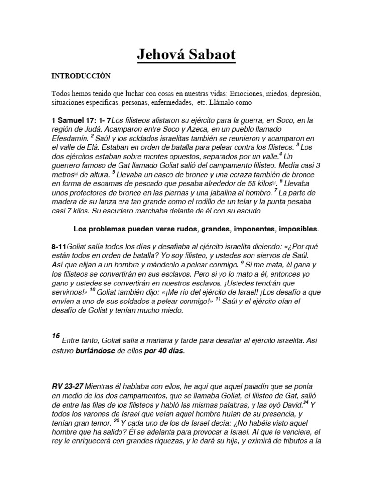 JEHOVÁ SABAOT | PDF | Goliat | David