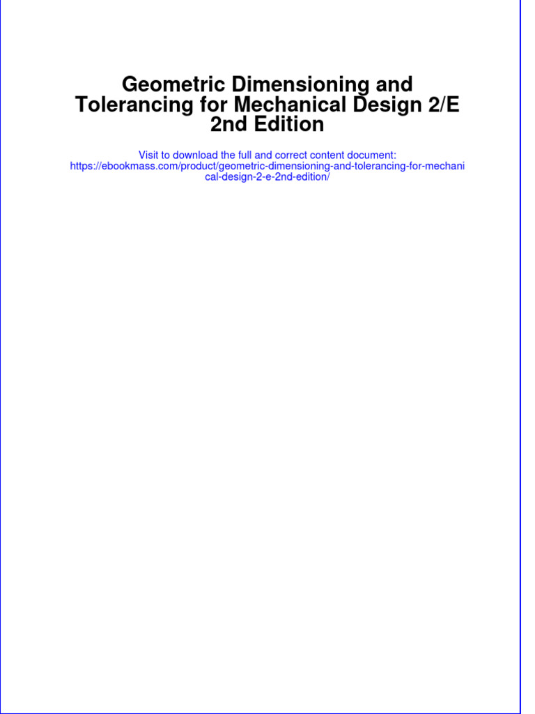 EBook Geometric Dimensioning and Tolerancing For Mechanical Design 2 E 2Nd Edition PDF Docx ...