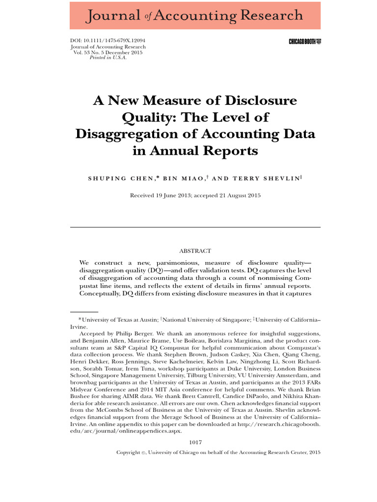 A New Measure of Disclosure Quality - The Level of Disaggregation of ...