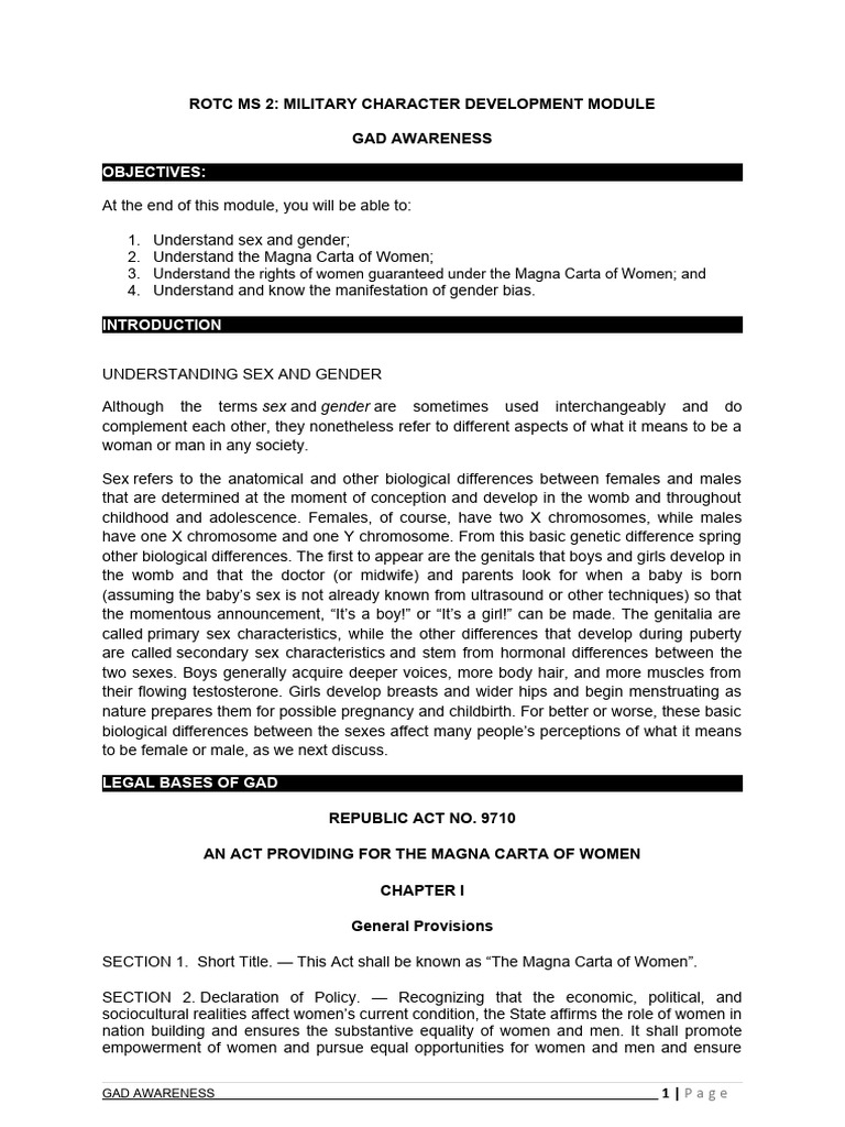 1 Gad Awareness | PDF | Gender Equality | Gender Studies 1 Gad Awareness | PDF | Gender Equality | Gender Studies