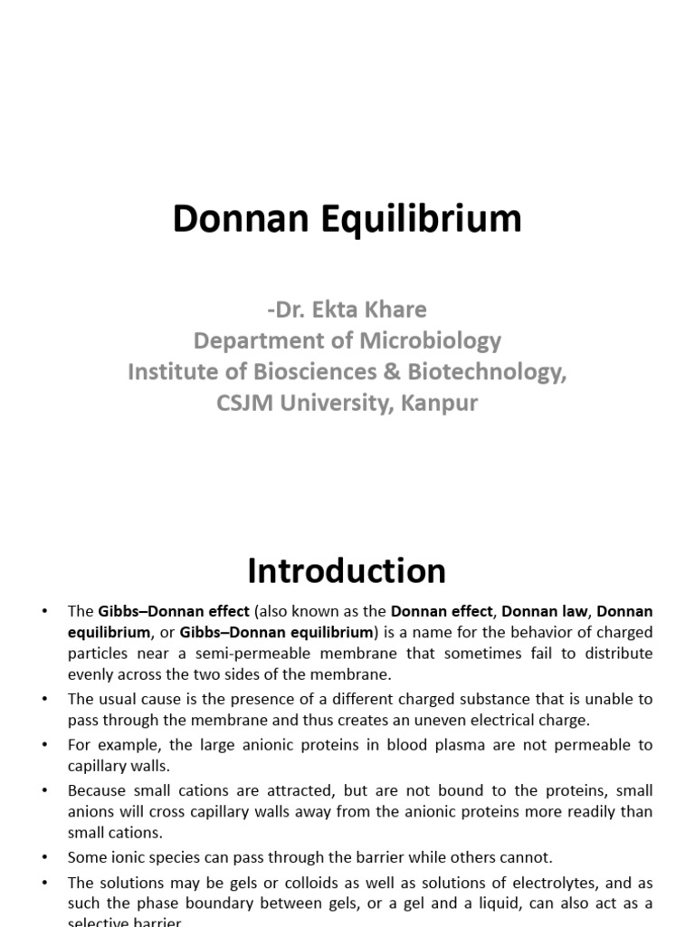 Donnan Equilibrium 1 Pdf Materials Science Chemical Substances