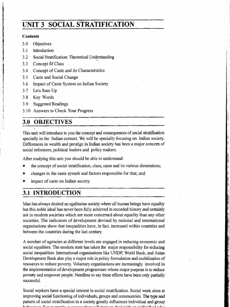 Socio Unit 2 Notes | PDF | Caste | Social Stratification