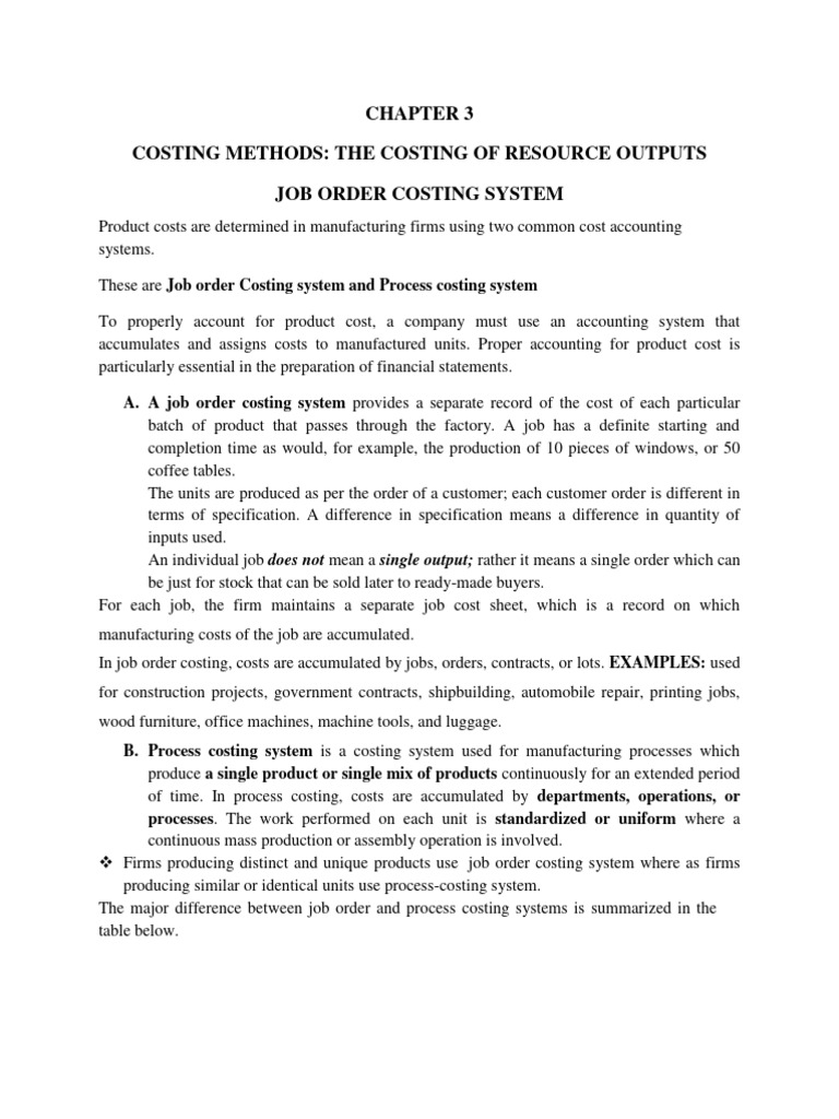 Job Order vs. Process Costing Explained | PDF | Cost | Cost Of Goods Sold