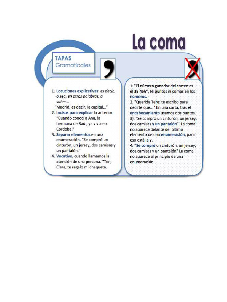 Uso de La Coma | PDF