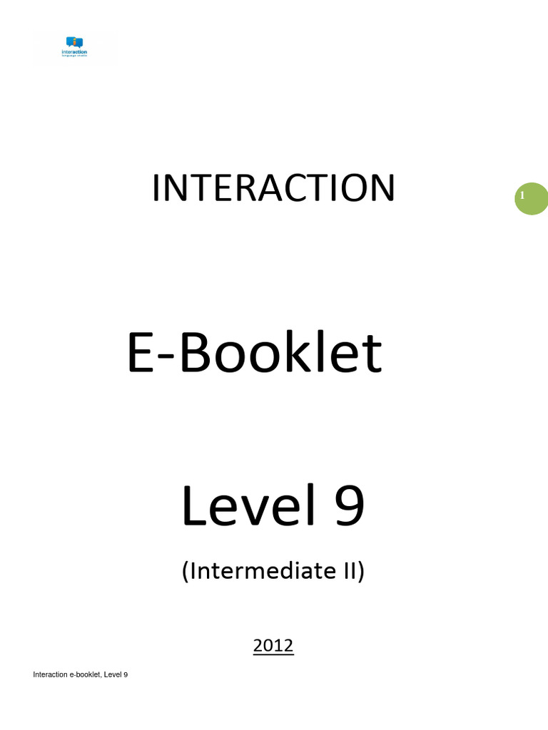 Level 9 English Interaction E-Booklet | PDF