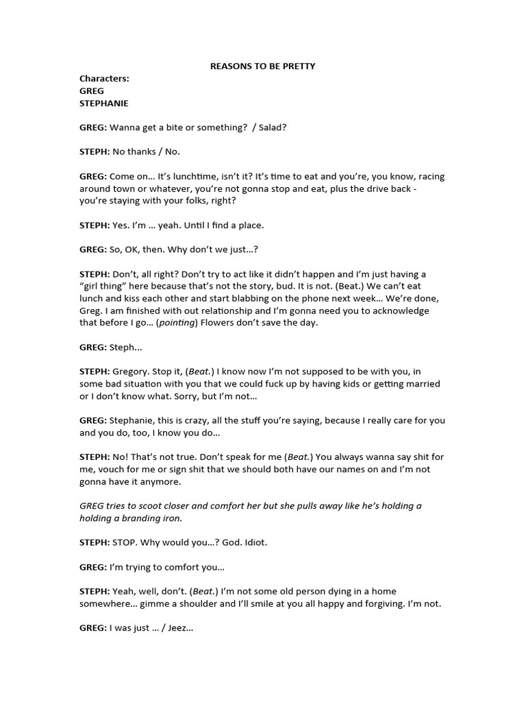 Reasons To Be Pretty Scirpt | PDF