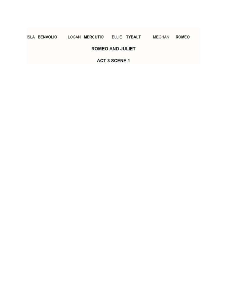 Romeo and Juliet Act 3 Scene 1 Analysis | PDF | Characters In Romeo And ...