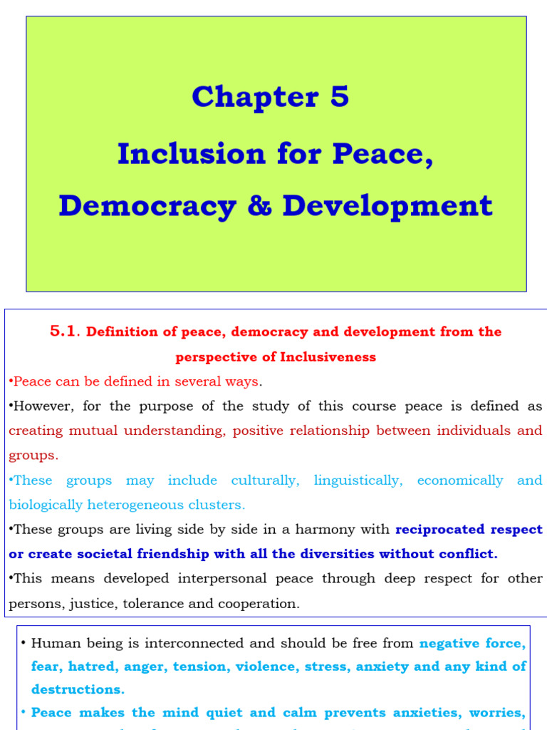 Chapter 5 Inclusiveness | PDF | Multiculturalism | Peace