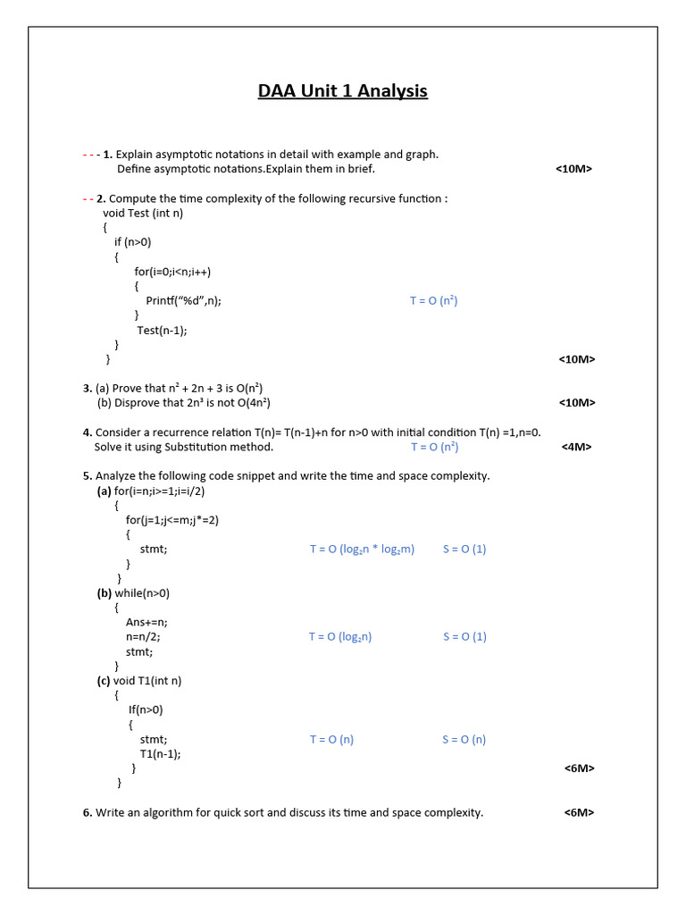 DAA Unit 1 Analysis | PDF