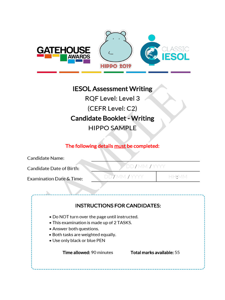 GA IESOL L3 (C2) Candidate Booklet Writing HIPPO Sample | PDF | Essays ...