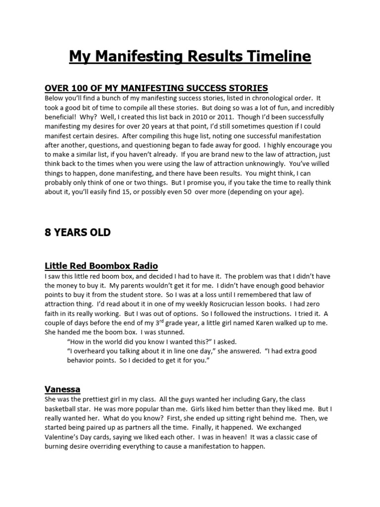 Manifesting Timeline PDF | PDF | Multi Level Marketing