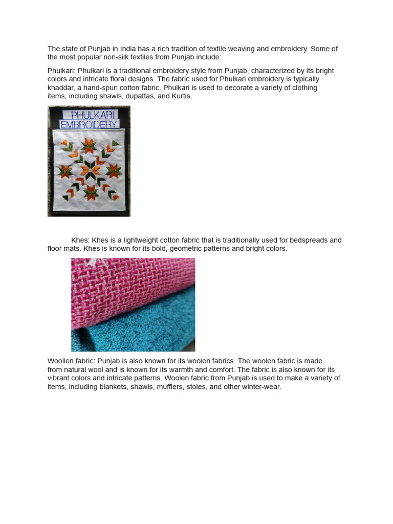 The State of Punjab in India Has A Rich Tradition of Textile Weaving ...