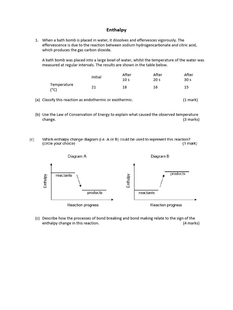 Enthalpy W | PDF | Chemical Reactions | Chemical Elements