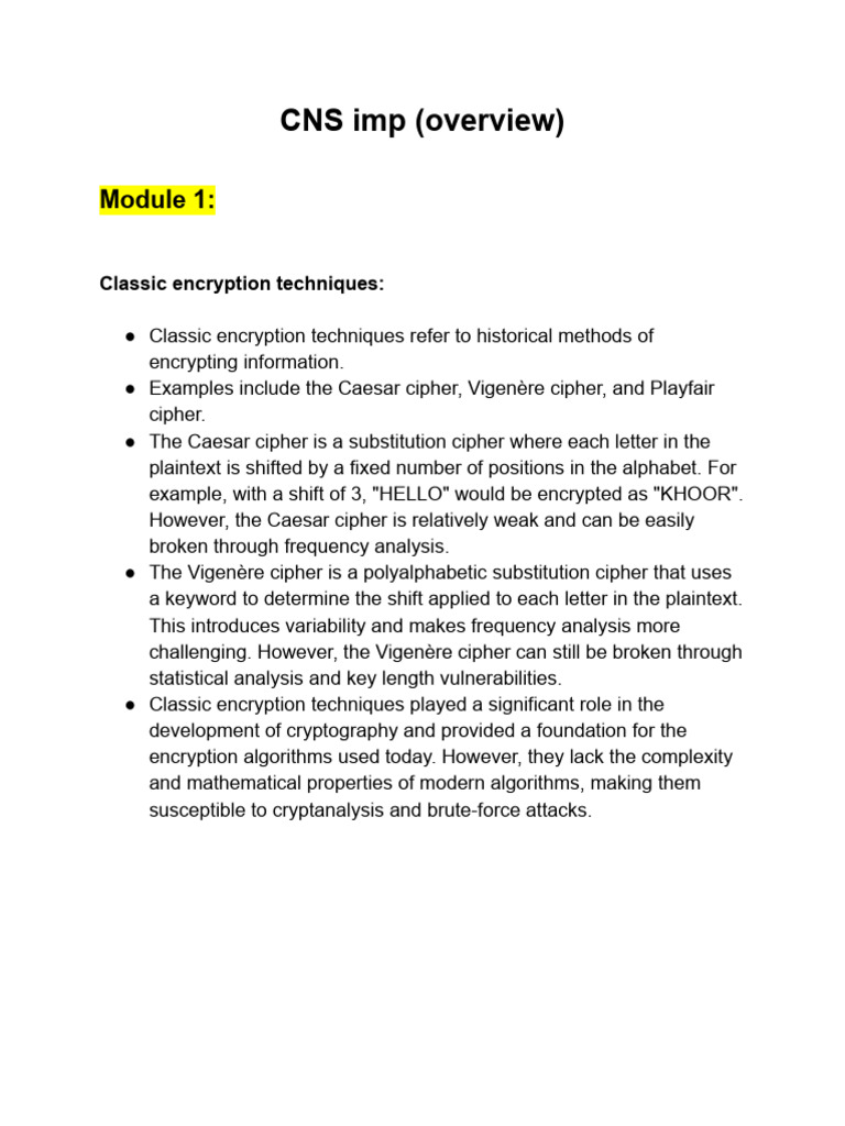 CNS Imp (Overview) | PDF | Denial Of Service Attack | Cryptography