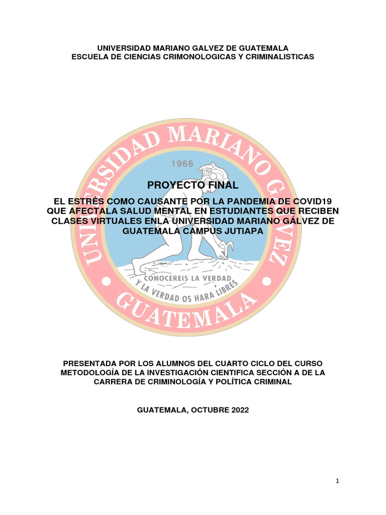 Proyecto Final MIC 2154 A - 2022 Final Impreso | PDF | Estrés (biología) | Salud mental